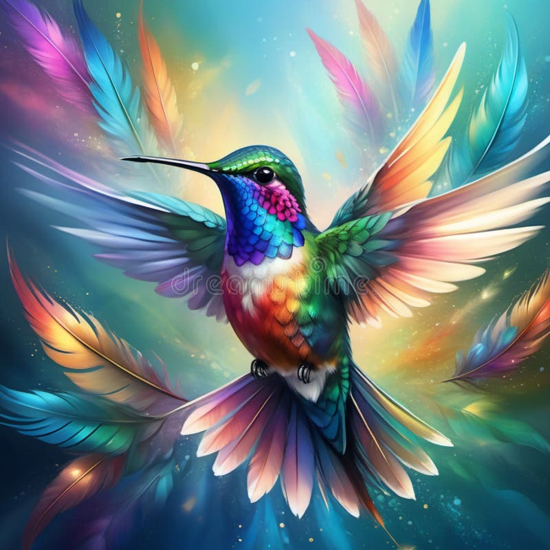 Illustration of a Hummingbird with Fantasy Art Design Stock ...