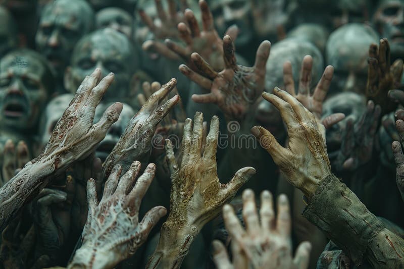 Illustration of Hundreds of Hands Reaching Out from the Ground , High ...