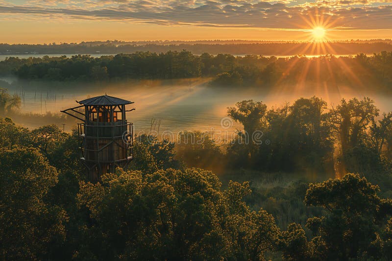 A Hunting Tower in the Middle of an Open Field Surrounded Stock ...