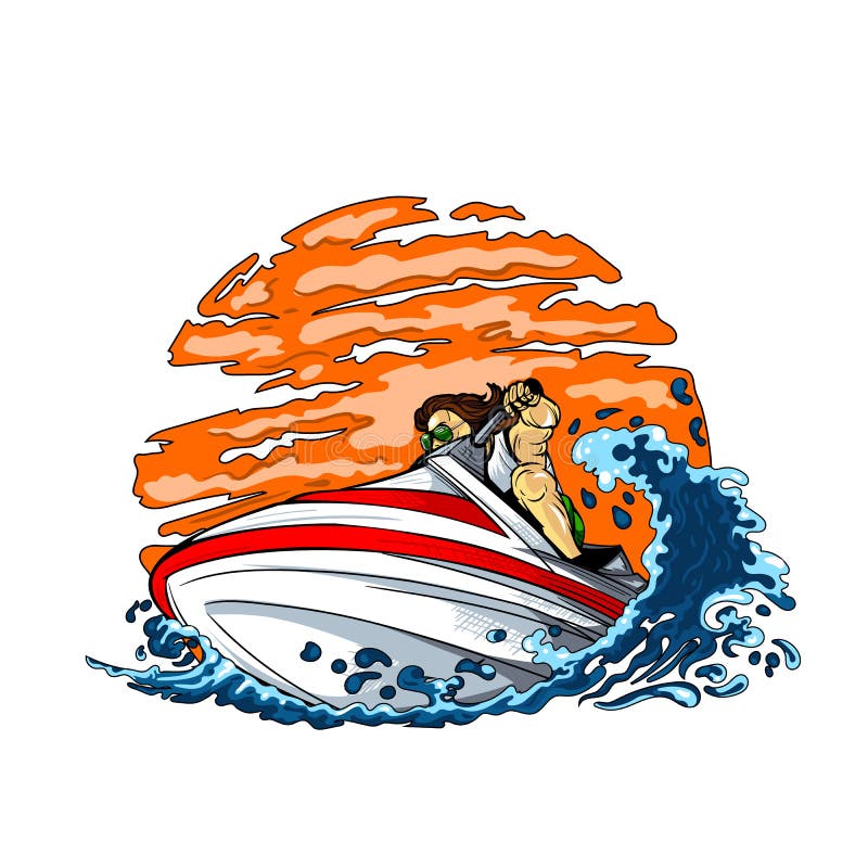 Illustration of Hydro Cycle on a Wave in the Sea. Stock Vector ...