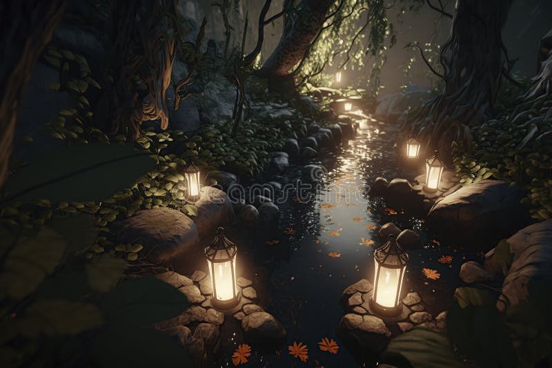 Illustration, a Hyper-detailed Forest with a Brilliant, Generative Ai ...