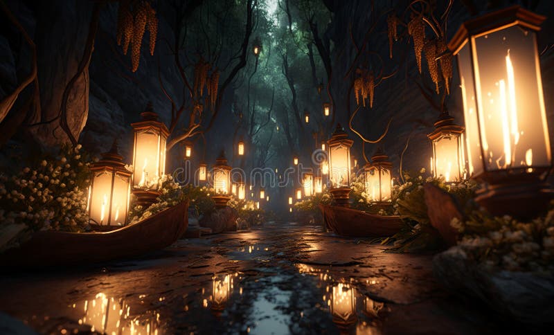 Illustration, a Hyper-detailed Forest with a Brilliant, Generative Ai ...