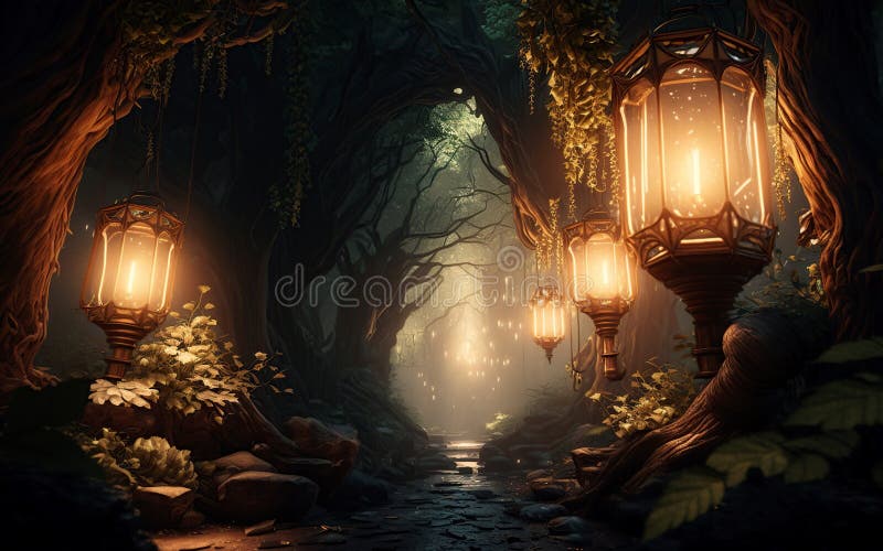 Illustration, a Hyper-detailed Forest with a Brilliant, Generative Ai ...