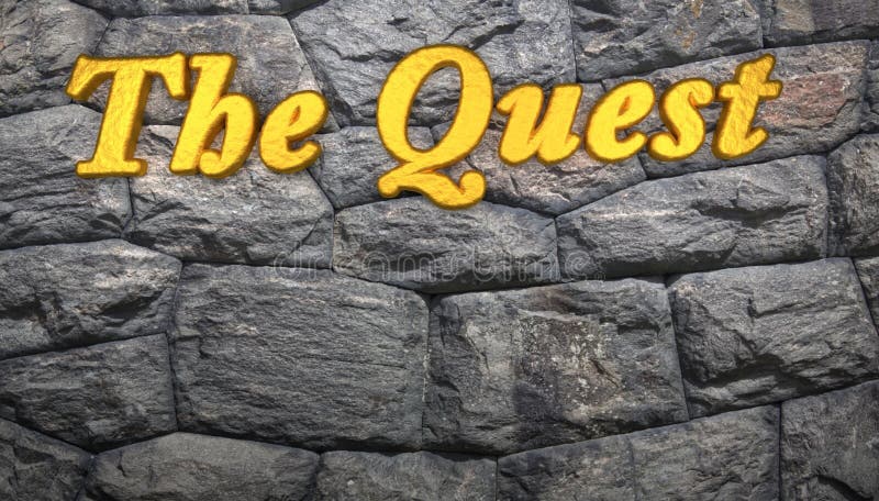 Illustration "the QUEST" Written in Gold Text on a Stone Wall. 3d ...