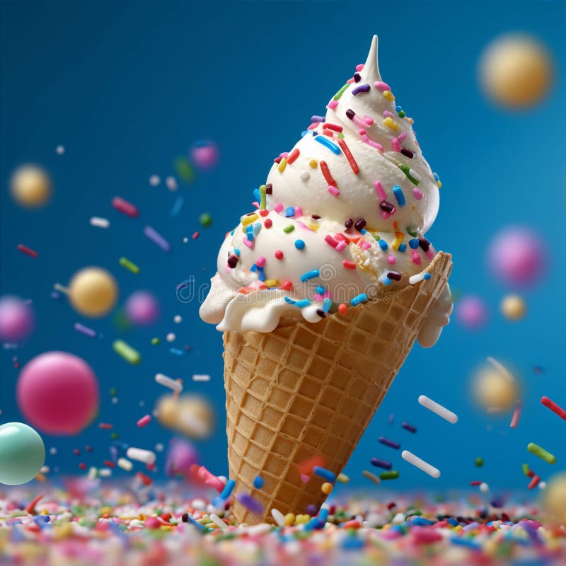 An Illustration of an Ice Cream Cone with Hundreds and Thousands ...