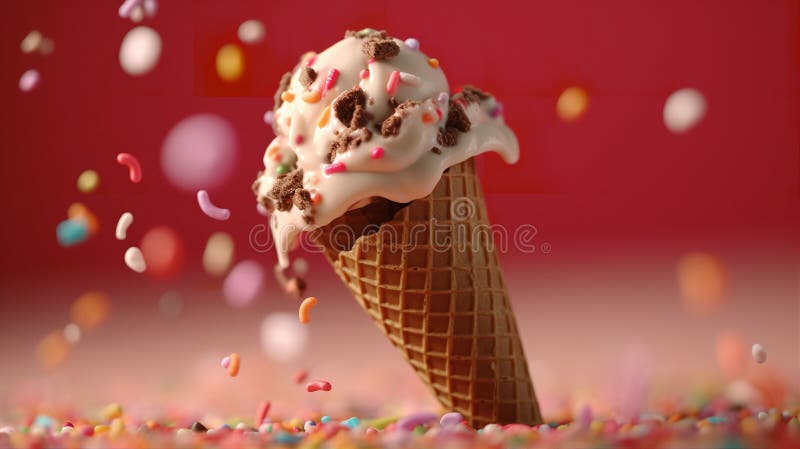 An Illustration of an Ice Cream Cone with Hundreds and Thousands ...