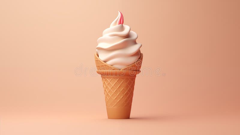 Illustration Of Ice Cream In A Waffle Cup In Cartoon 3d Style Stock