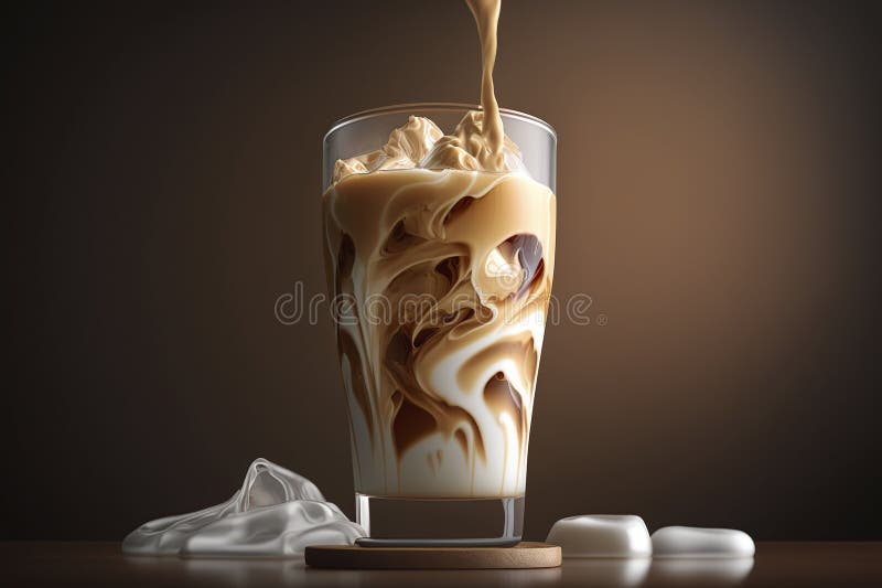 Illustration Iced Latte Summer Drink Served In A Glass Ai Generative
