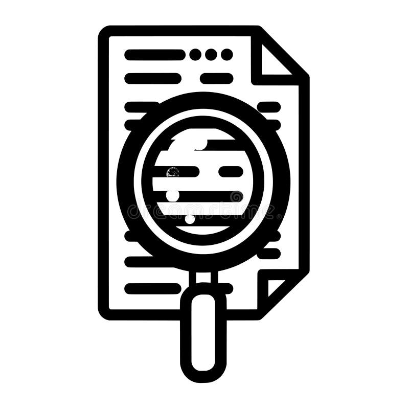 Icon of Magnifying Glass Over Document. Stock Vector - Illustration of ...
