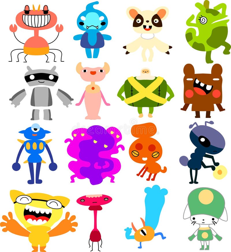 Comic Pop Monster Vector Set Stock Vector - Illustration of decoration ...