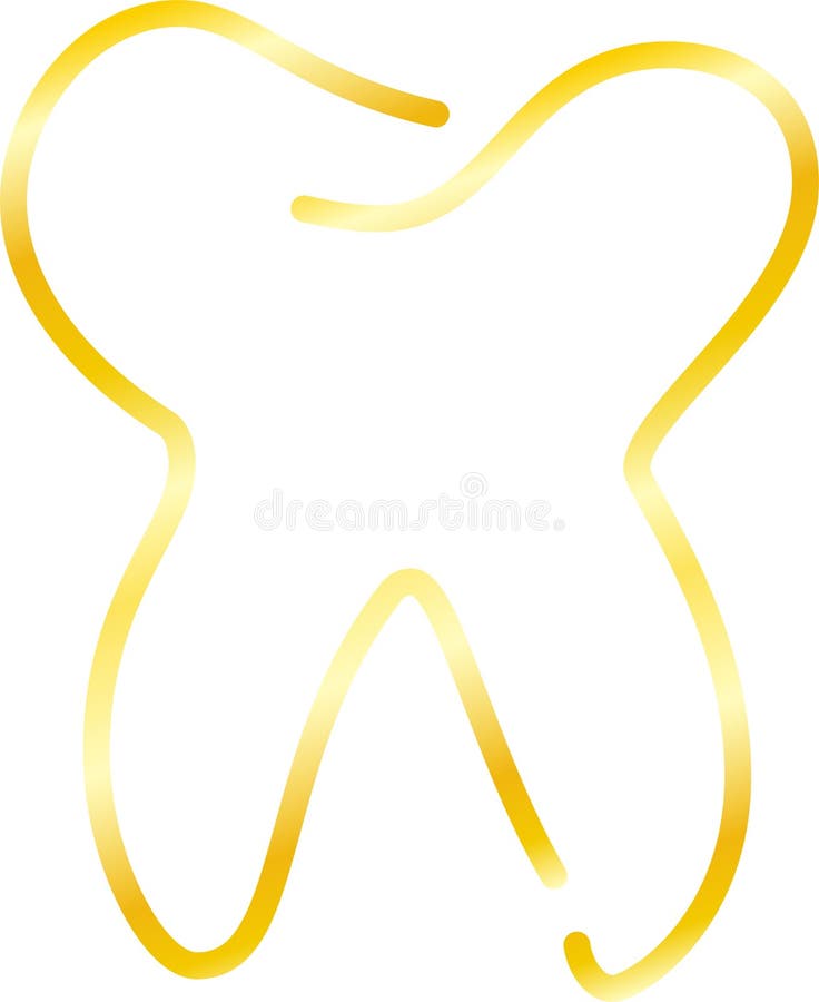 Gold Simple Line Drawing of Tooth Stock Vector - Illustration of molar ...