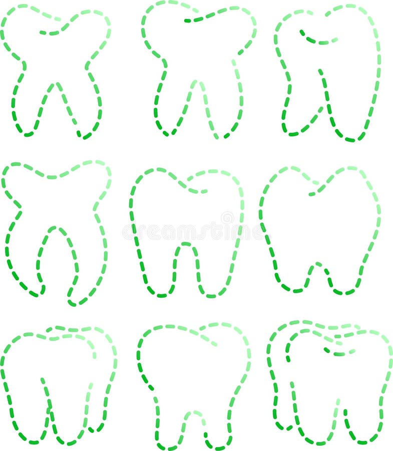 Natural Dot Line Drawing of Tooth Set Stock Vector - Illustration of ...