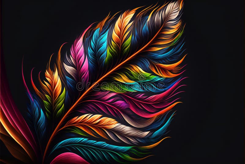 Illustration of a Illuminated Colorful Feather, Creative Digital ...