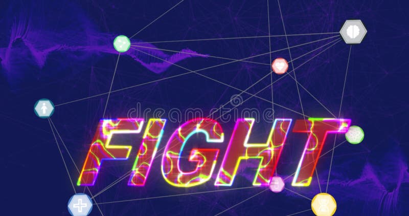 Illustration of Illuminated Colorful Fight Text and Dots Connected with ...