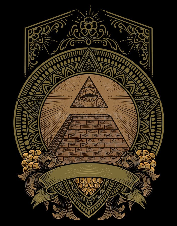 Illustration Illuminati Pyramid with Engraving Style Stock Vector ...