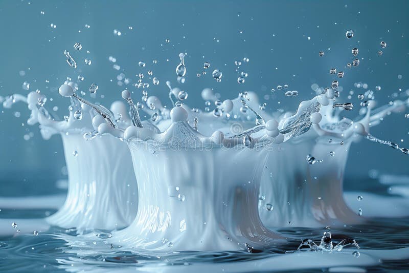 Illustration of Brash Water Splash with White Cylinders, High Quality ...