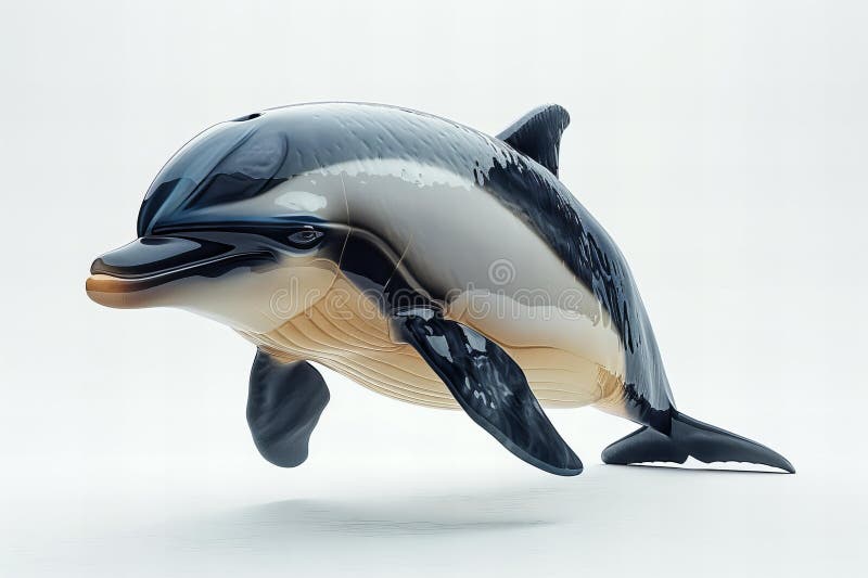 Illustration of of a Dolphin, Full Body, on a Solid Stark White ...