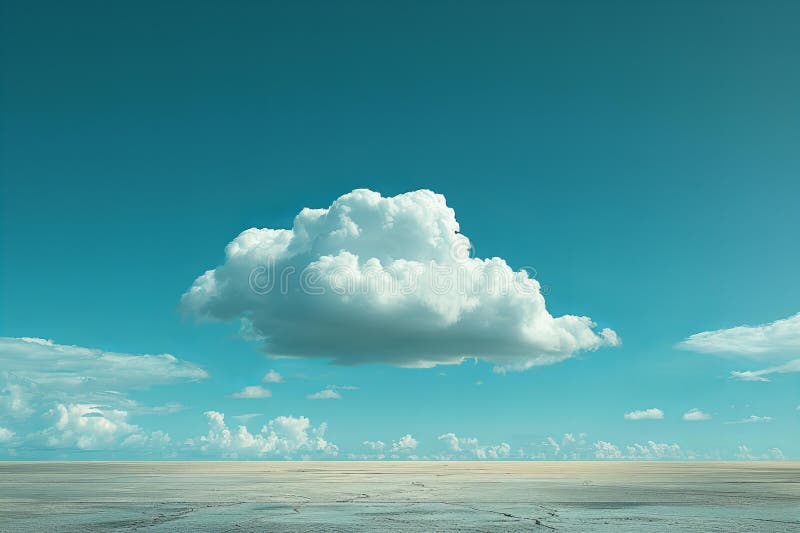 Illustration of One Small White Cloud in the Blue Sky, Simple ...
