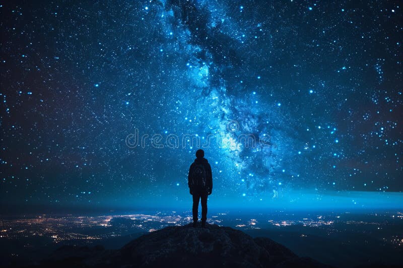 Illustration of Starlit Space with Deep Blue Atmosphere, High Quality ...