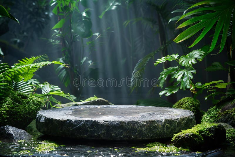 Illustration of Stone Platter in the Forest on the Tabletop, High ...
