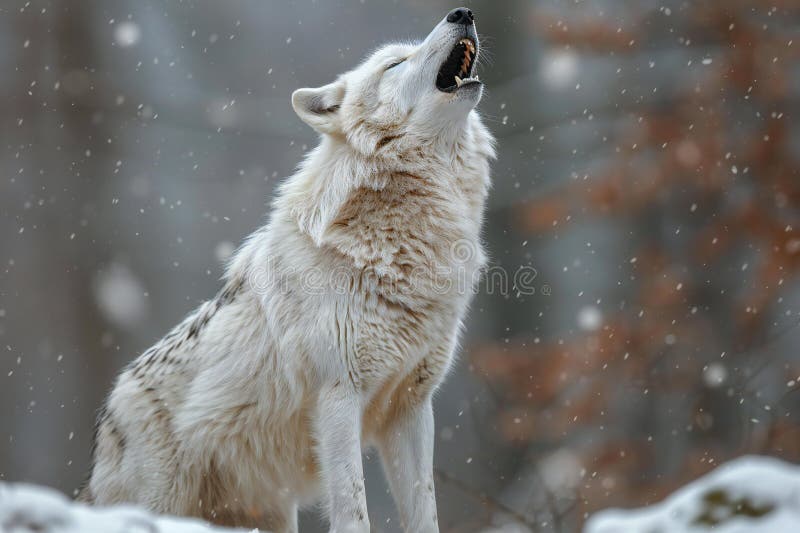 Illustration of White Wolf Howling with Mouth Open, High Quality, High ...