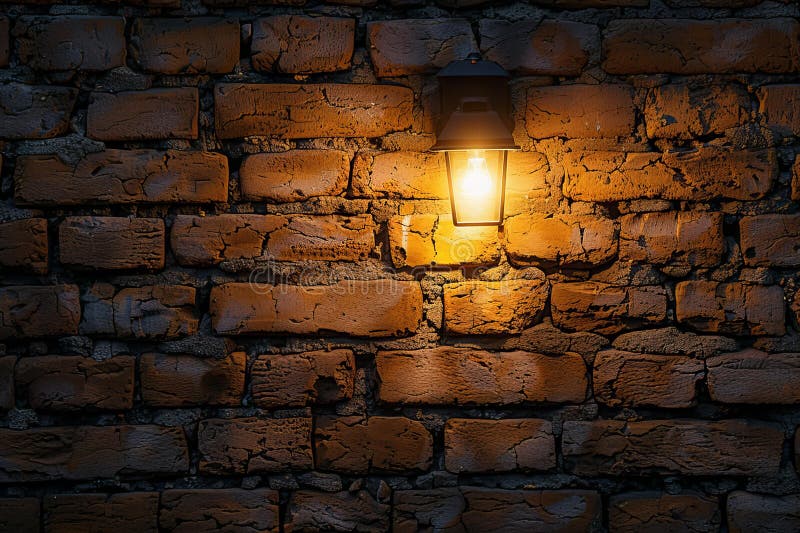 Illustration of Image of a Brick Wall with a Light in the Photo Stock Illustration ...