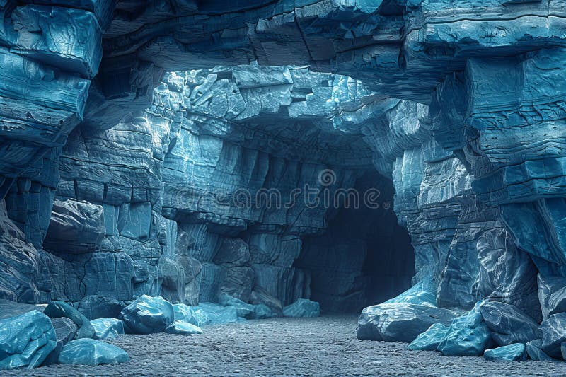 Illustration of Image of a Cave with Rocks on the Ground, High Quality ...