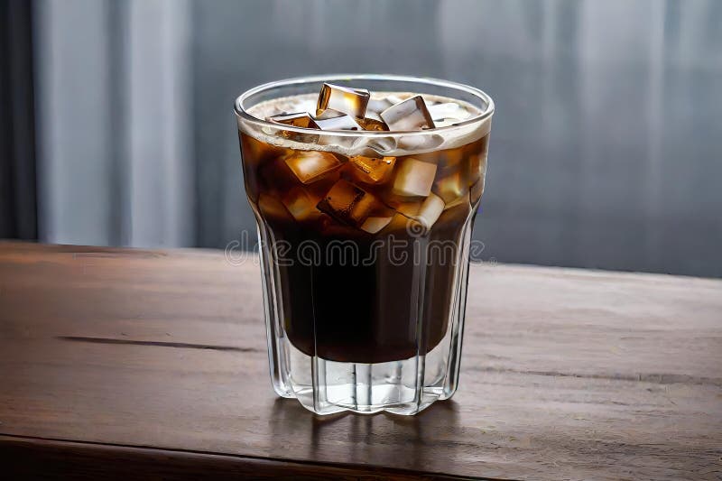 Cold Iced Coffee in a Cup with Ice Cubes Stock Illustration ...