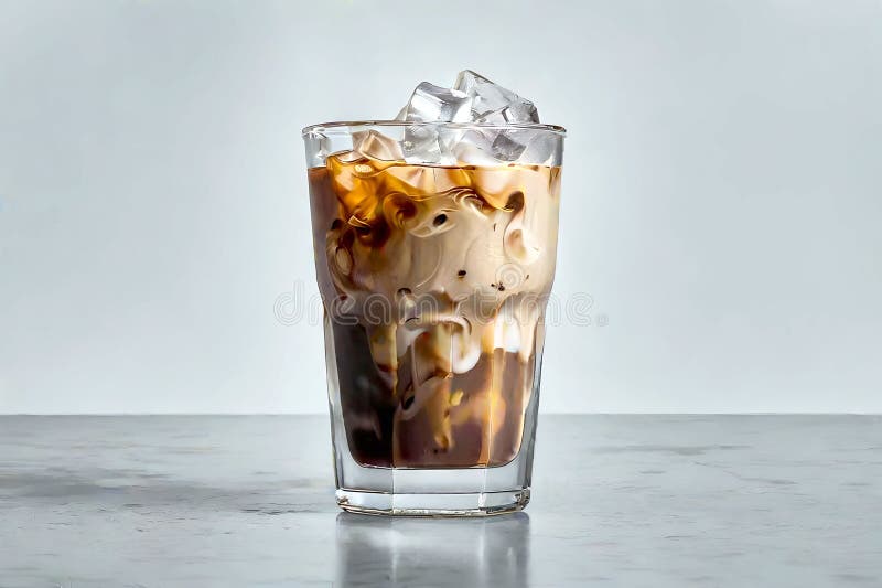 Cold Iced Coffee in a Cup with Ice Cubes Stock Illustration ...