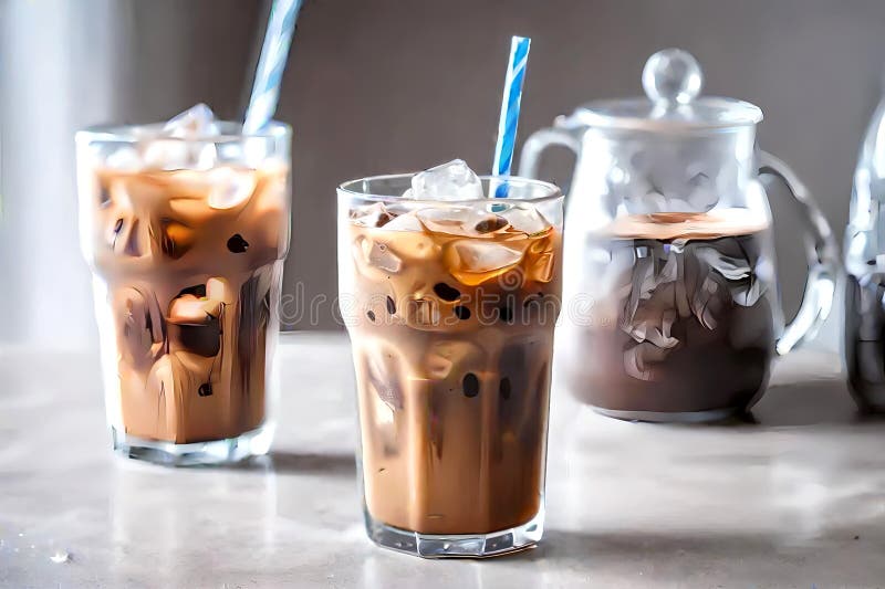 Cold Iced Coffee in a Cup with Ice Cubes Stock Illustration ...