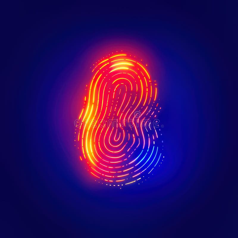 Vibrant Fire-colored Fingerprint Illustration on Dark Background Stock ...