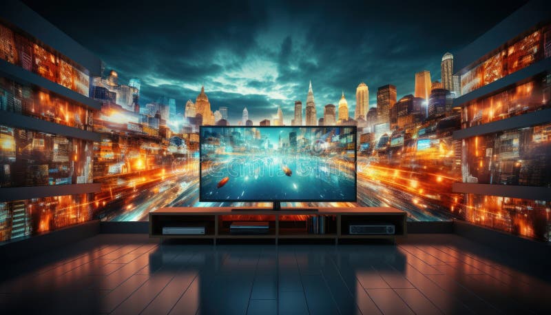 Illustration Image of the Digital TV and Digital Background Stock ...