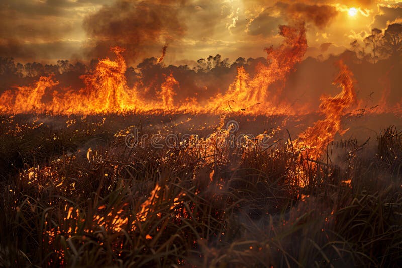 Illustration of the Image of Flames Rising Out of a Field, High Quality ...