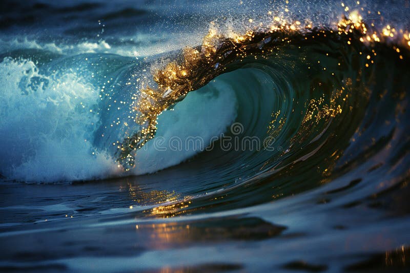 An Image of an Ocean Wave with Beautiful Lights, High Quality, High ...