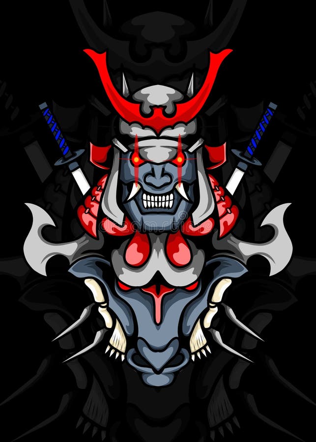 Illustration Image of Samurai and Bull Head Stock Illustration ...