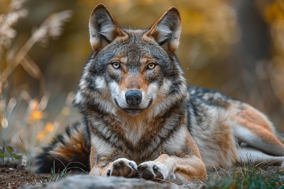 Illustration of Image of a Wolf Lying in Its Open Air, High Quality, High Resolution Stock ...