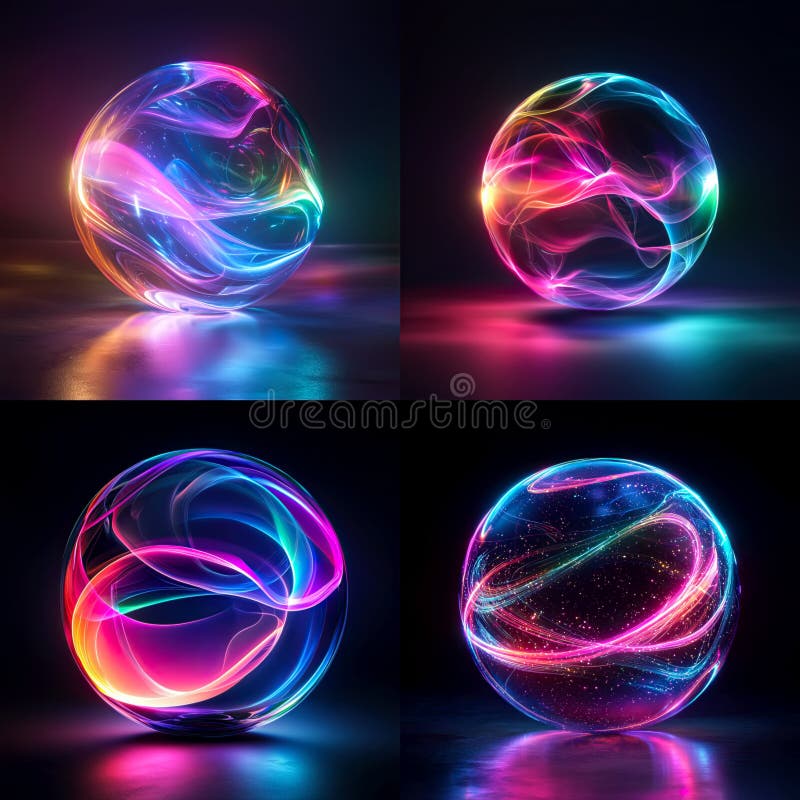 Set Magic Balls Colored Translucent Glow Glass Stock Illustration ...