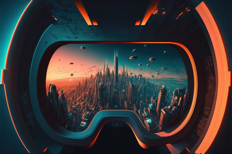 Illustration of an Immersive VR Gadget Exploring the Metaverse Stock ...