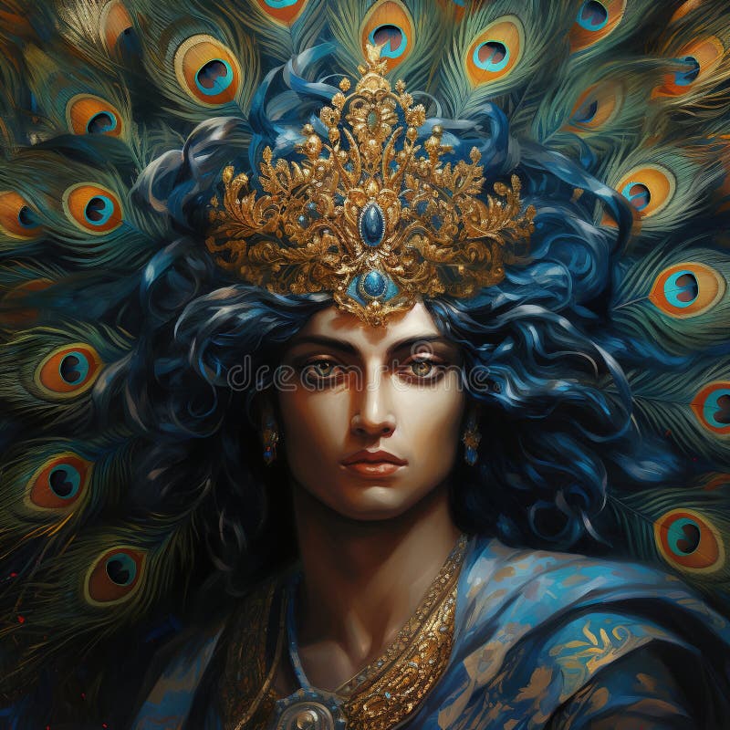 Illustration of Indian God, Feather, Flute or Bansuri. Ai Generated ...