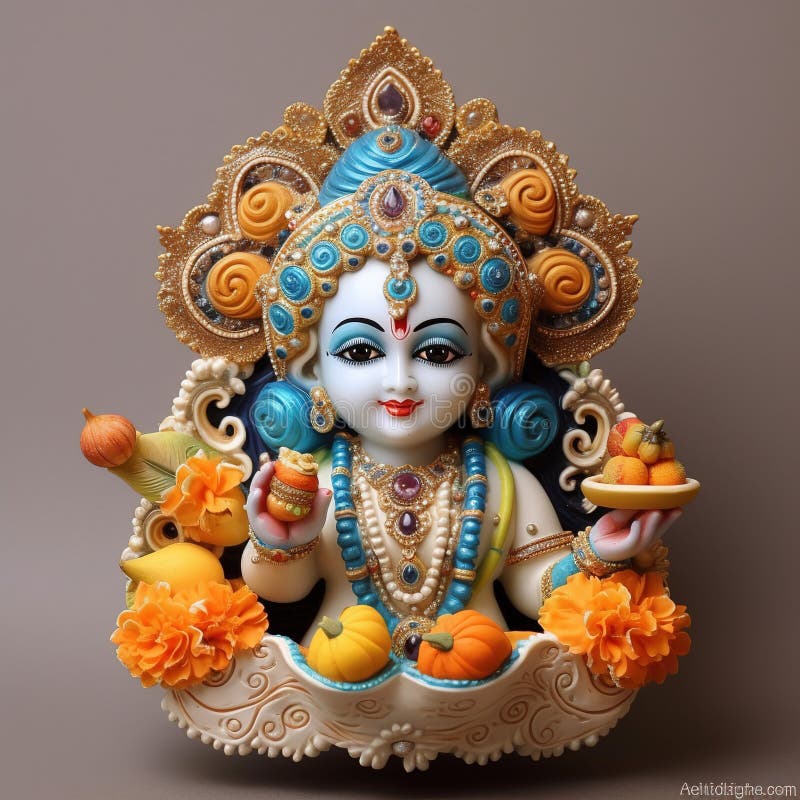 Illustration of Indian God, Feather, Flute or Bansuri. Ai Generated ...