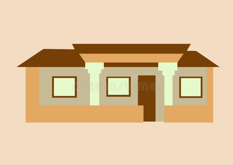 Illustration of an Indian One-story House. Stock Vector - Illustration ...