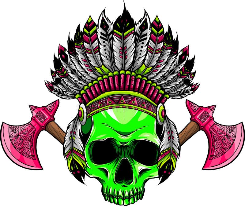 Vector Illustration of Indian Skull and Tomahawk Stock Vector ...