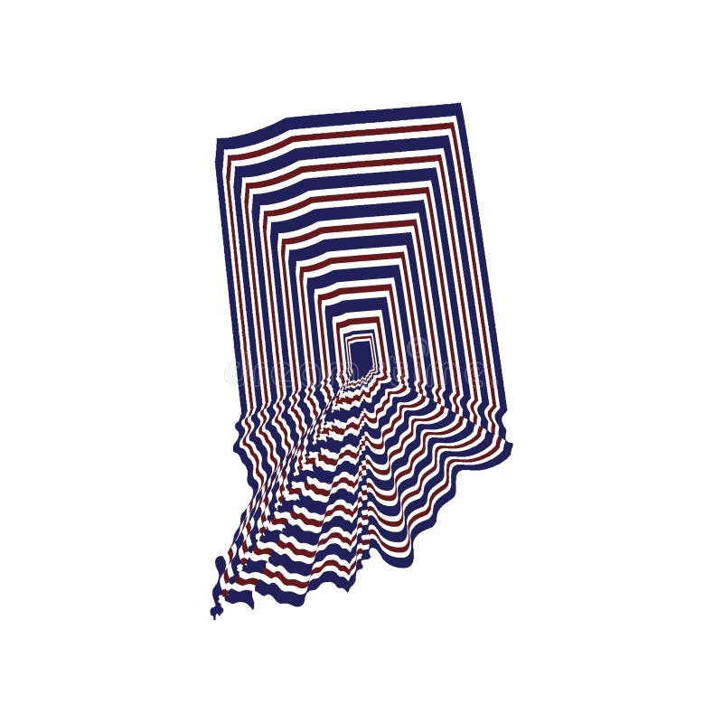 Illustration of Indiana State Map with Lines in Red, Blue and White ...