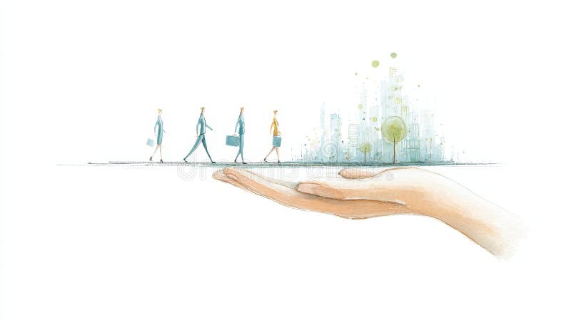 Walking Towards Future People in Motion Urban Environment Illustration ...