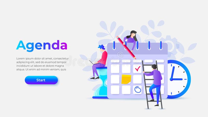 Illustration of Individuals Organizing a Calendar, Planning Schedules ...