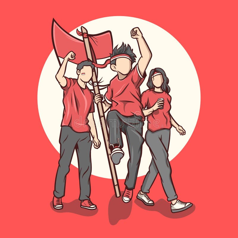 Illustration of an Indonesian Independence Fun Walk Celebration Stock ...