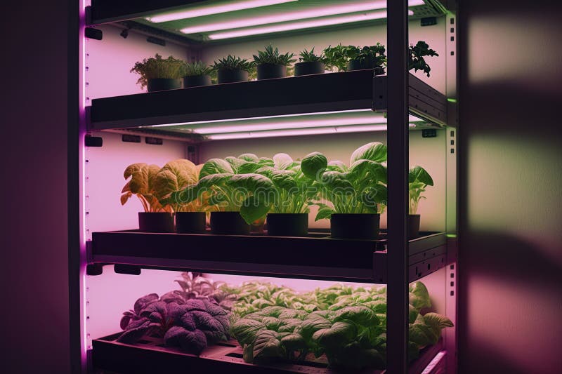 Illustration, an Indoor Cultivation System Planted Growing Plants ...