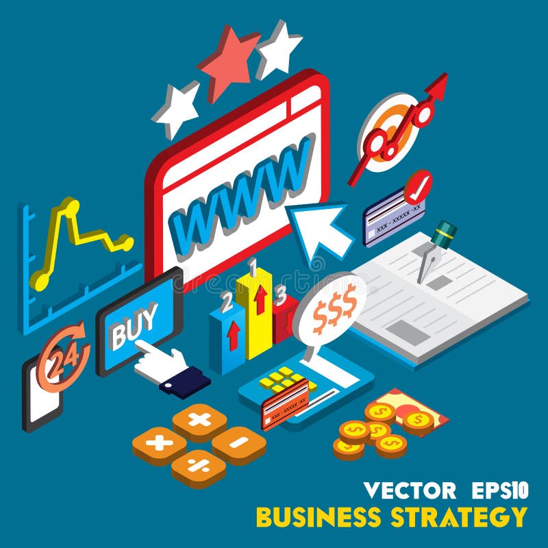 Illustration of Info Graphic Business Strategy Set Concept Stock Vector ...