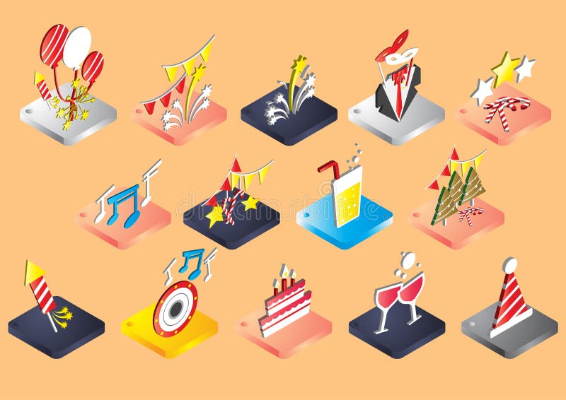 Illustration of Info Graphic Celebration Icons Set Concept Stock Vector ...