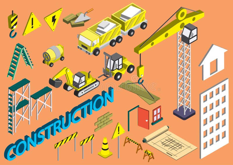 Illustration of Info Graphic Construction Icons Set Concept Stock ...